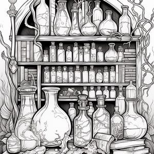 Magical Potions & Spells - #21-25 - Coloring Pages (5 Pages) - Etsy