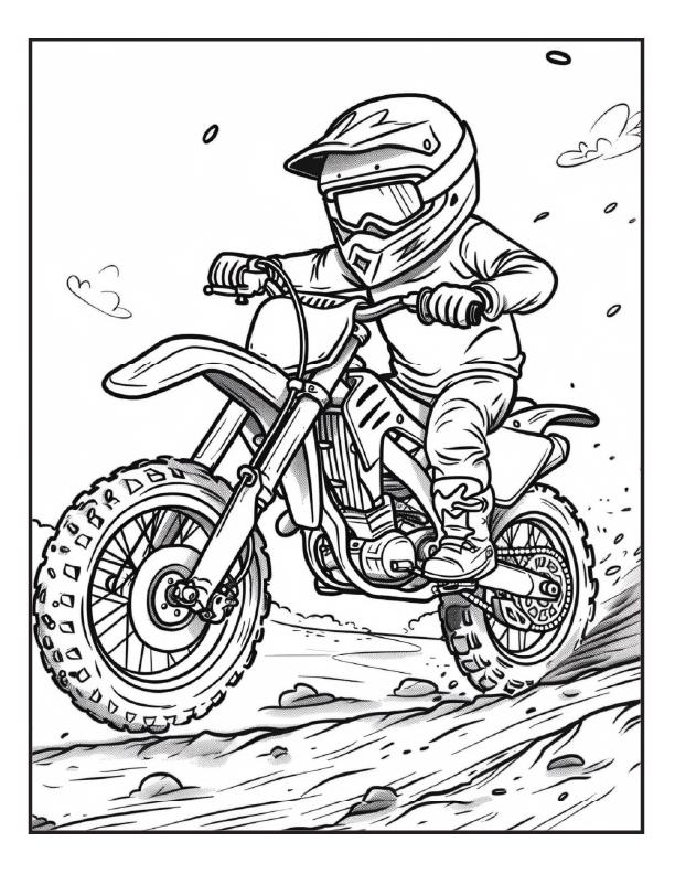 Dirt Bike Riding - #26-30 - Coloring Pages (5 Pages) - Etsy