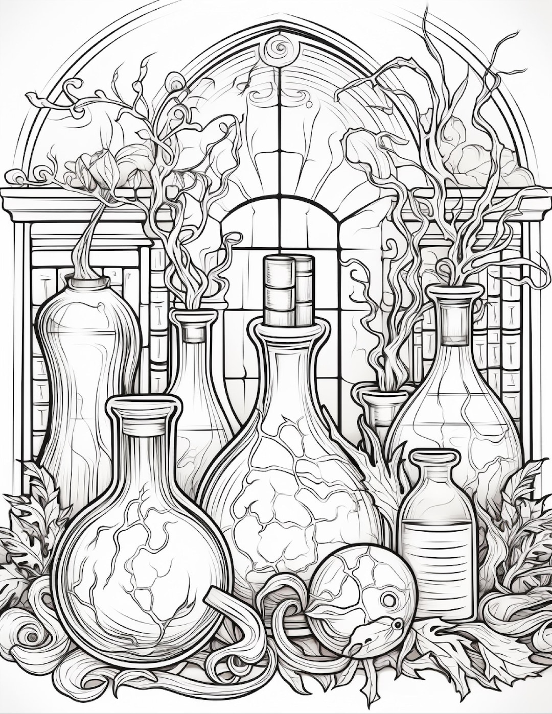 Magical Potions & Spells - #16-20 - Coloring Pages (5 Pages) - Etsy