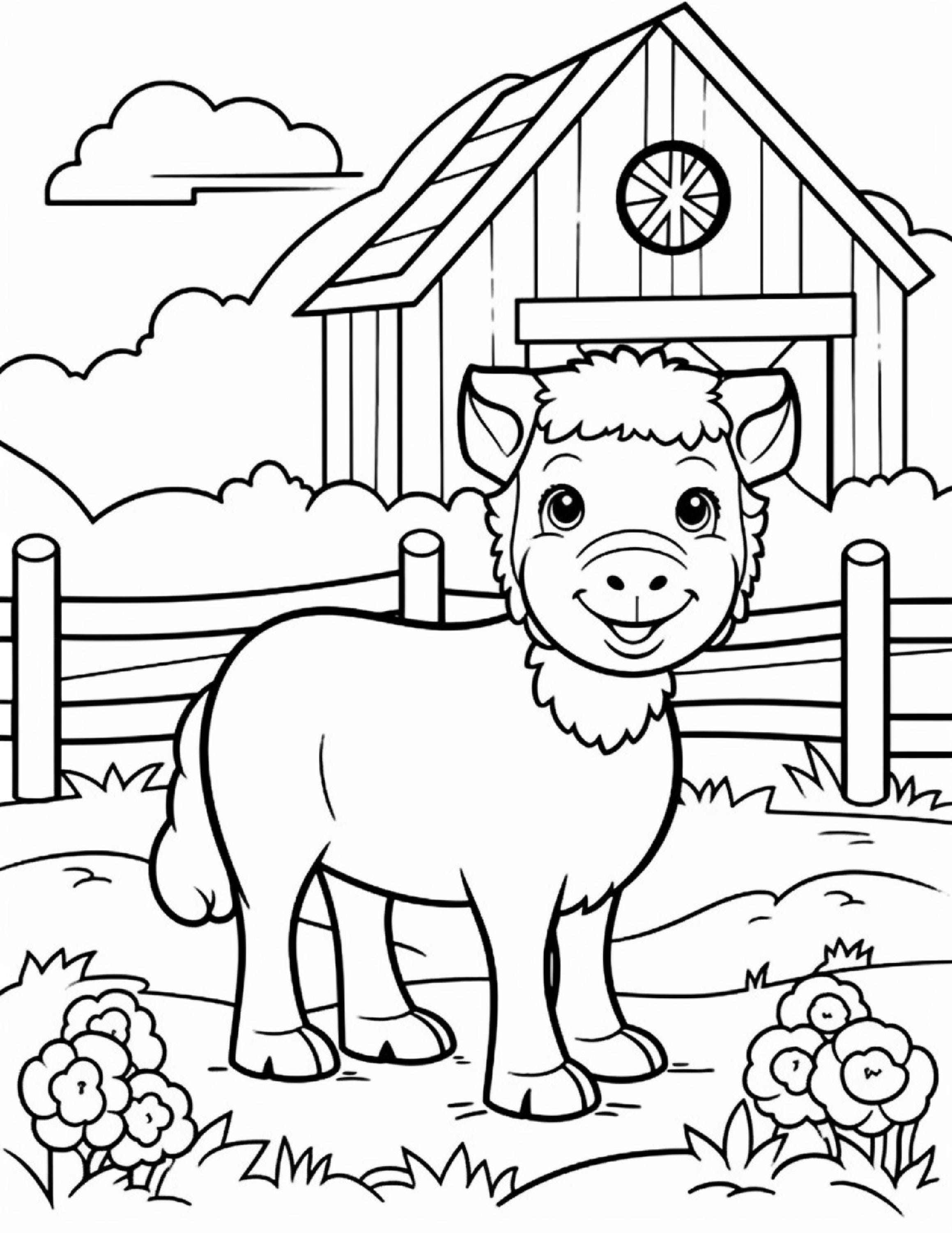 Cute Farm Animals - #51-55 - Coloring Pages (5 Pages) - Etsy