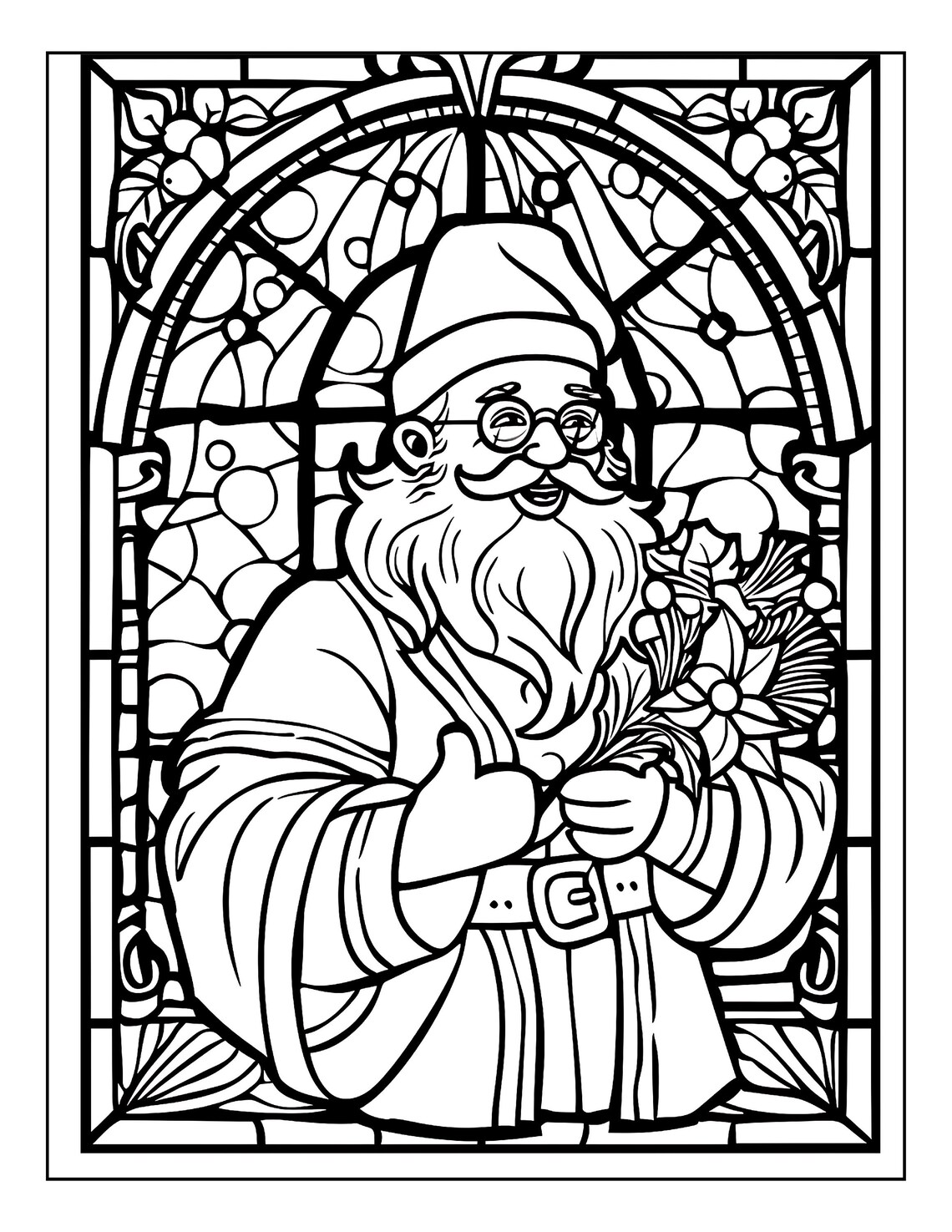 Stained Glass - Santa Claus - #31-35- Coloring Pages (5 Pages) - Etsy