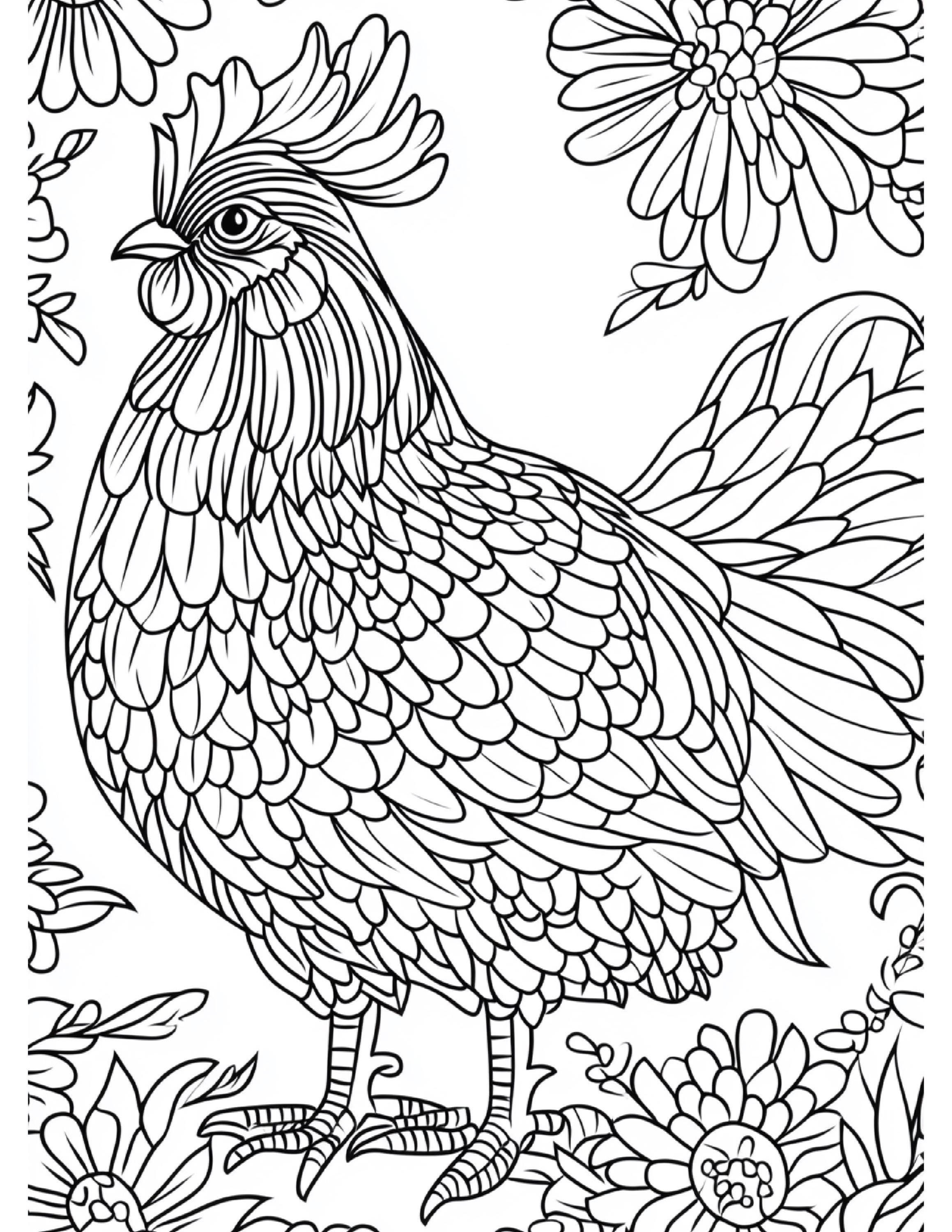 Roosters - #21-25 - Coloring Pages (5 Pages) - Etsy