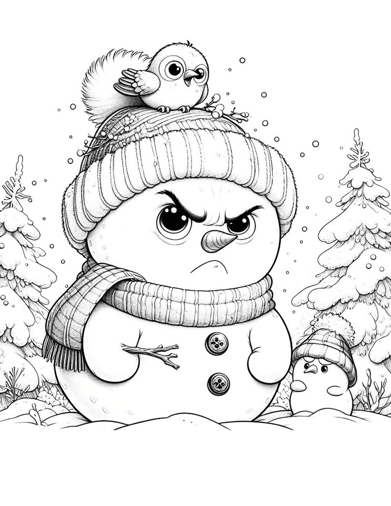 Silly Snowman - #41-45 - Coloring Pages (5 Pages) - Etsy
