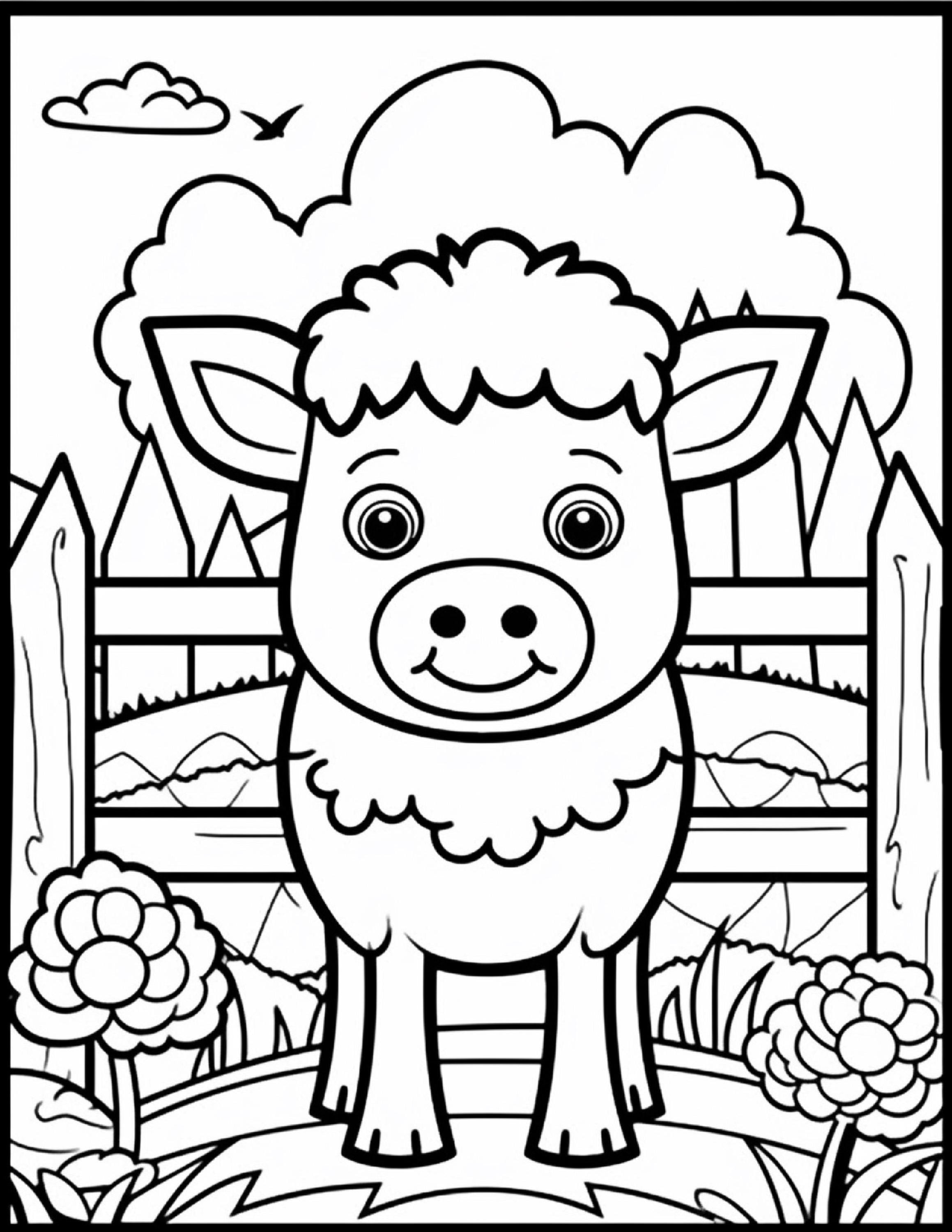 Cute Farm Animals - #81-85 - Coloring Pages (5 Pages) - Etsy