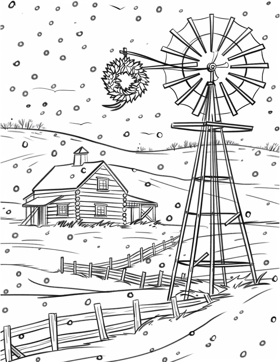Country Christmas - #1-5 - Coloring Pages (5 Pages) - Etsy