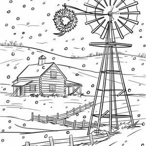 Country Christmas - #1-5 - Coloring Pages (5 Pages) - Etsy