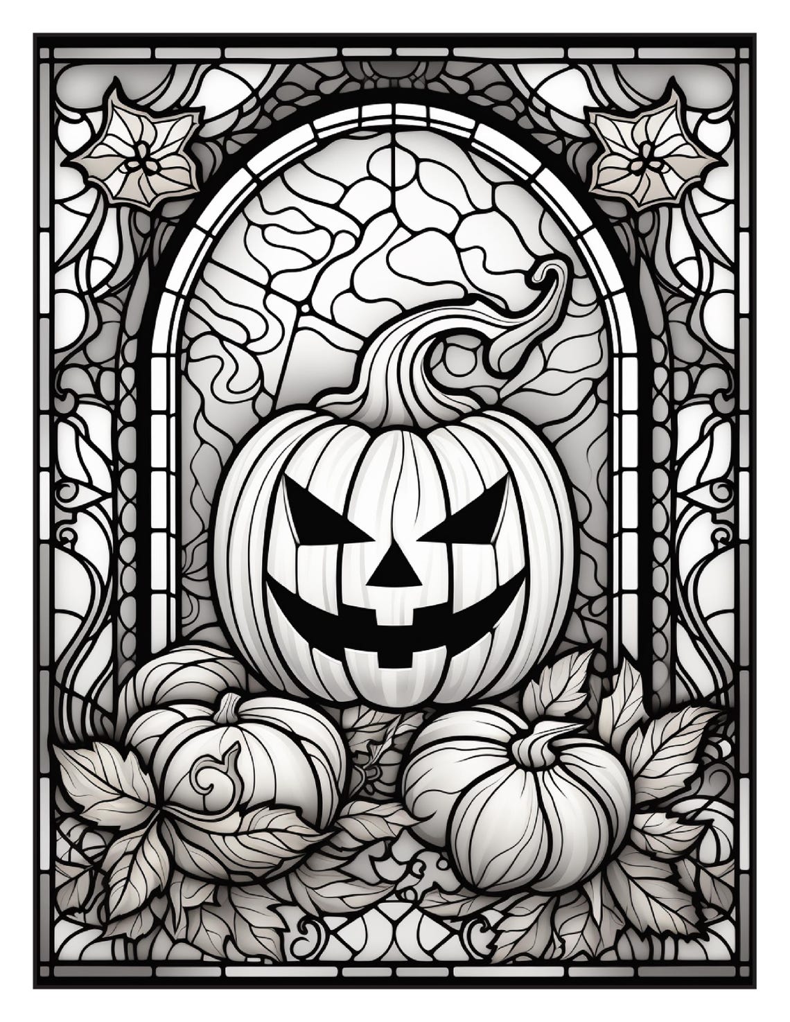 Stained Glass Halloween - #1-5 - Coloring Pages (5 Pages) - Etsy
