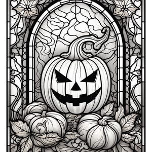 Stained Glass Halloween - #1-5 - Coloring Pages (5 Pages) - Etsy