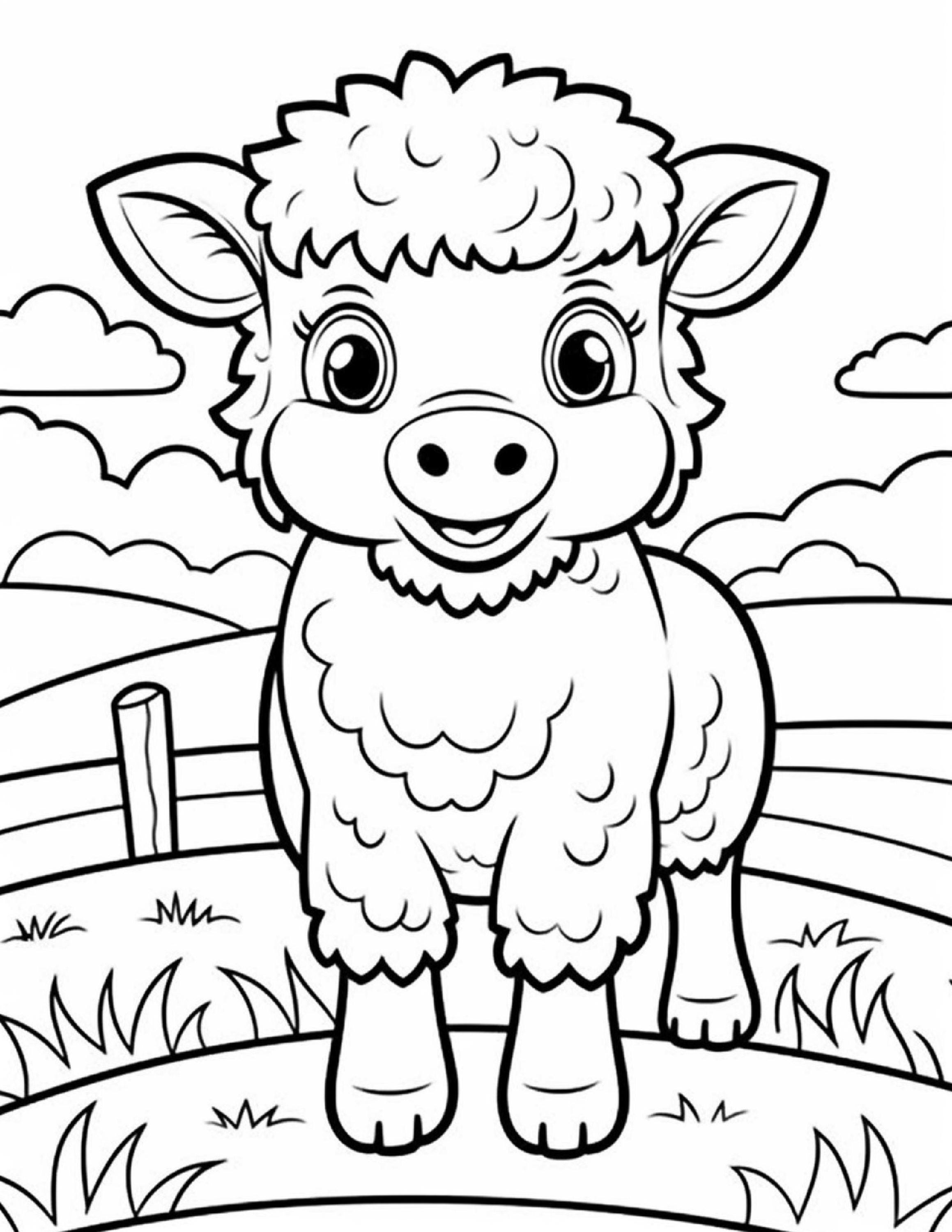 Cute Farm Animals - #96-100 - Coloring Pages (5 Pages) - Etsy