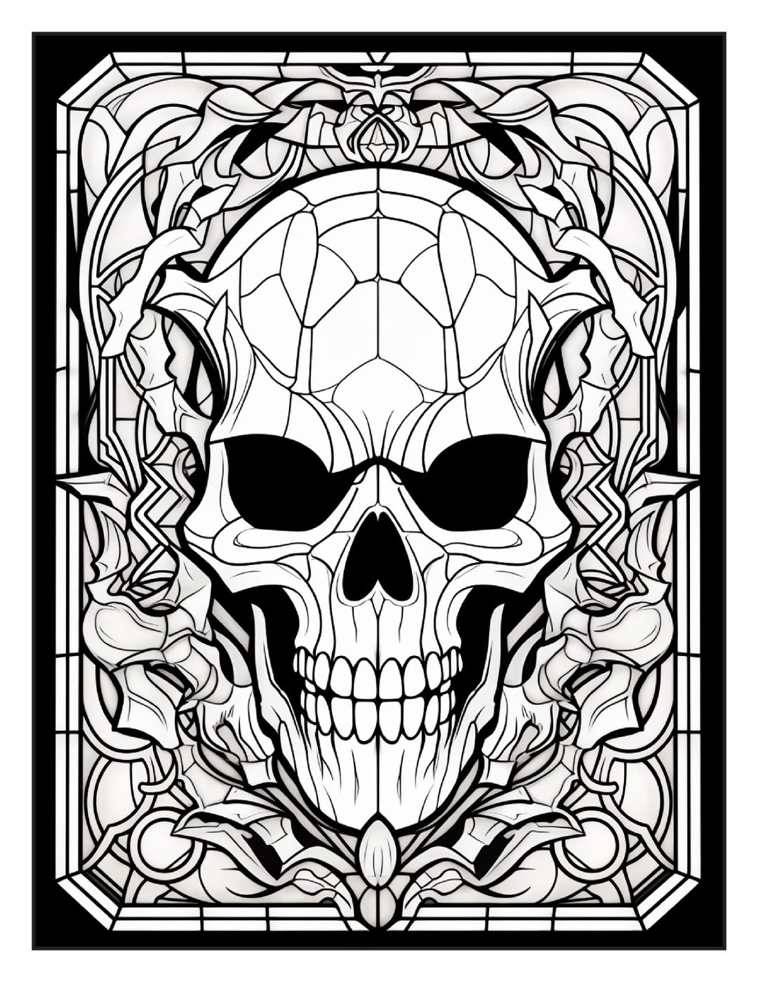 Stained Glass Halloween - #21-25 - Coloring Pages (5 Pages) - Etsy