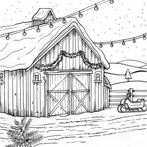 Country Christmas - #6-10 - Coloring Pages (5 Pages) - Etsy