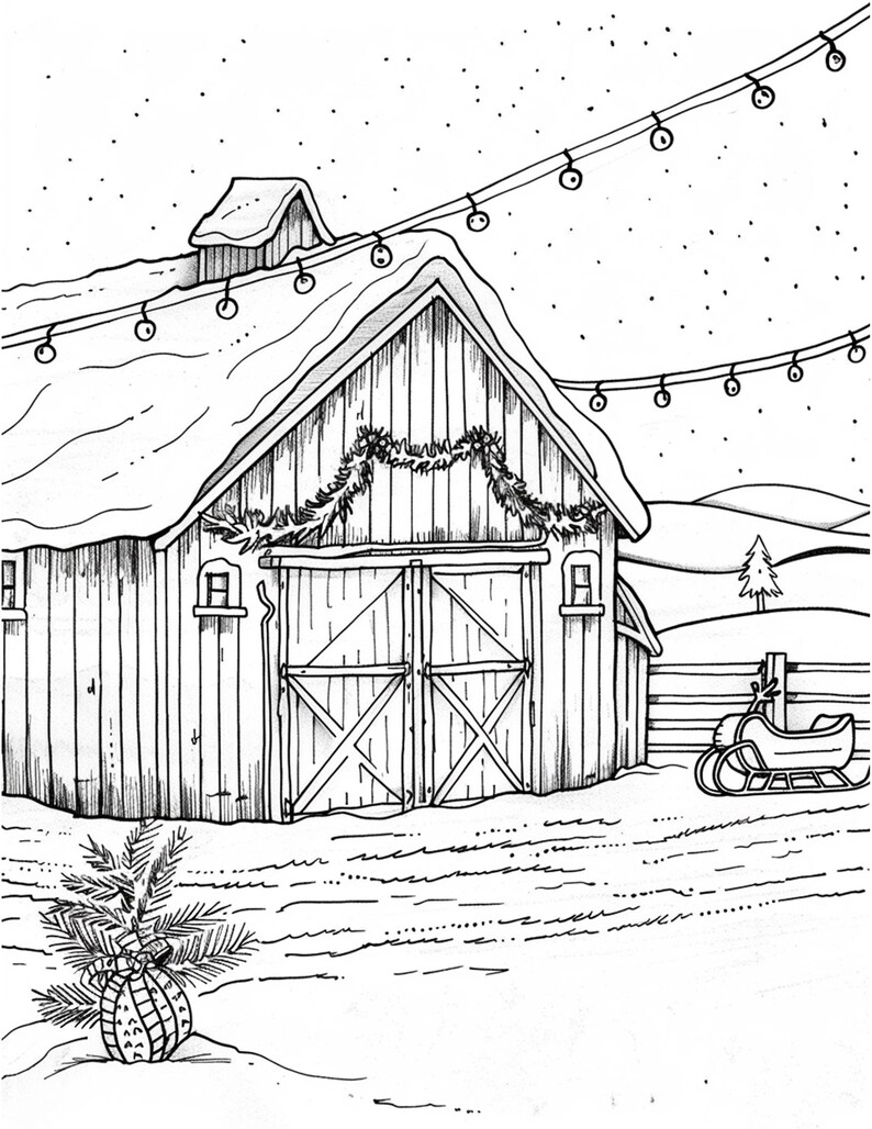 Country Christmas - #6-10 - Coloring Pages (5 Pages) - Etsy