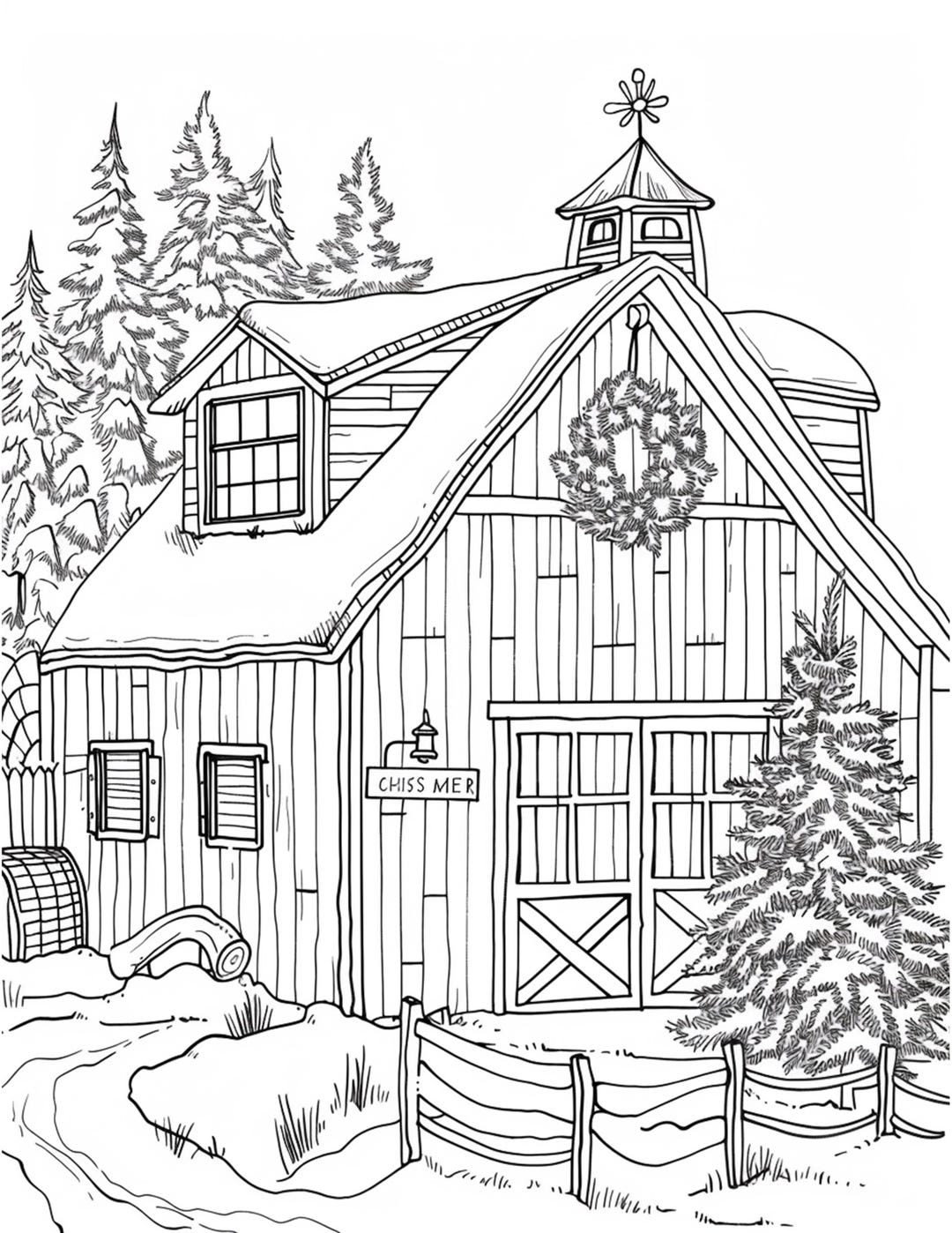 Country Christmas - #1-5 - Coloring Pages (5 Pages) - Etsy