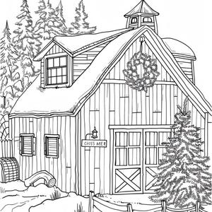 Country Christmas - #1-5 - Coloring Pages (5 Pages) - Etsy