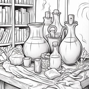 Magical Potions & Spells - #21-25 - Coloring Pages (5 Pages) - Etsy