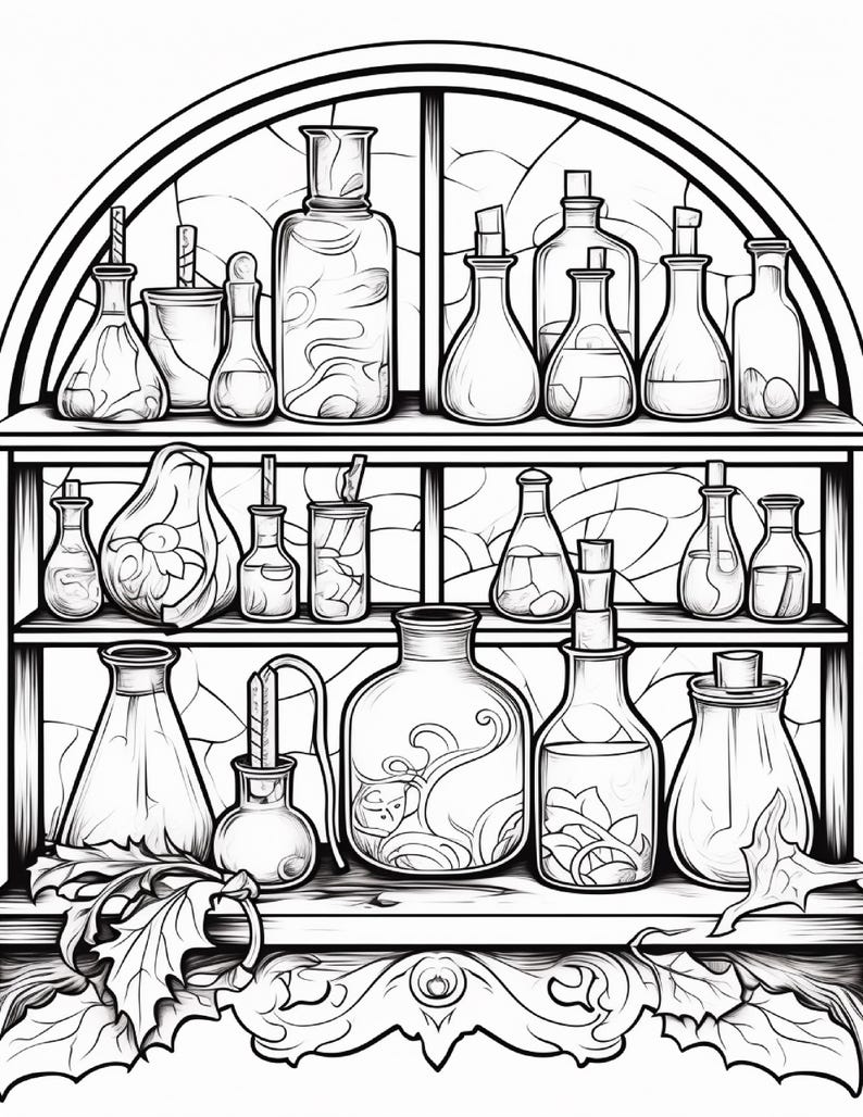 Magical Potions & Spells - #11-15 - Coloring Pages (5 Pages) - Etsy