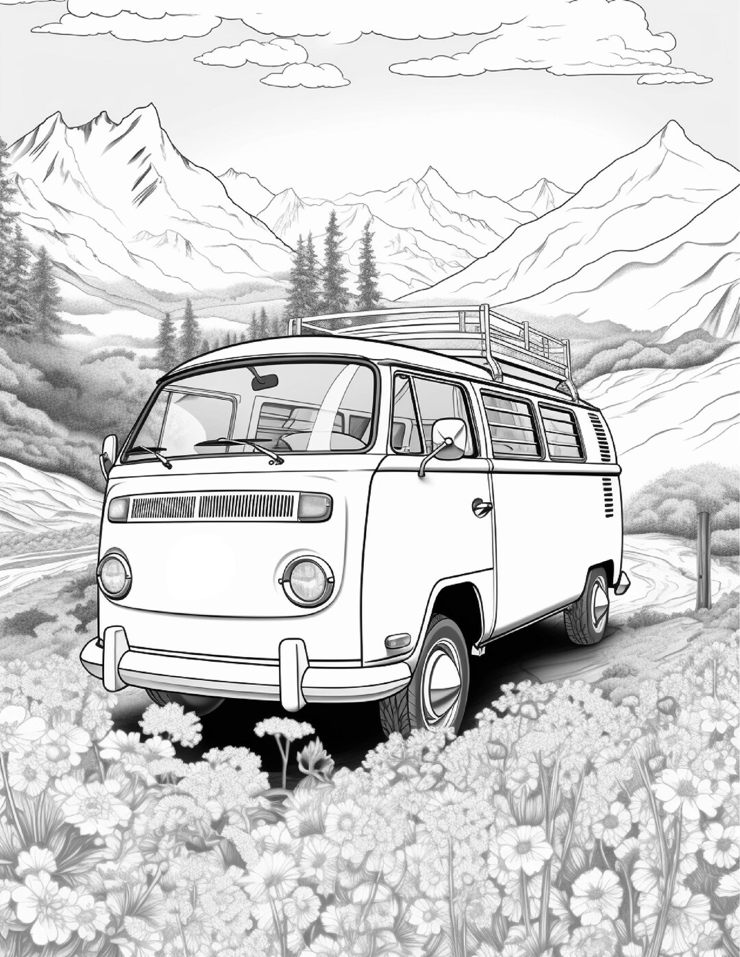 RV Van Road Trip - 1 - #11-15 - Coloring Pages (5 Pages) - Etsy