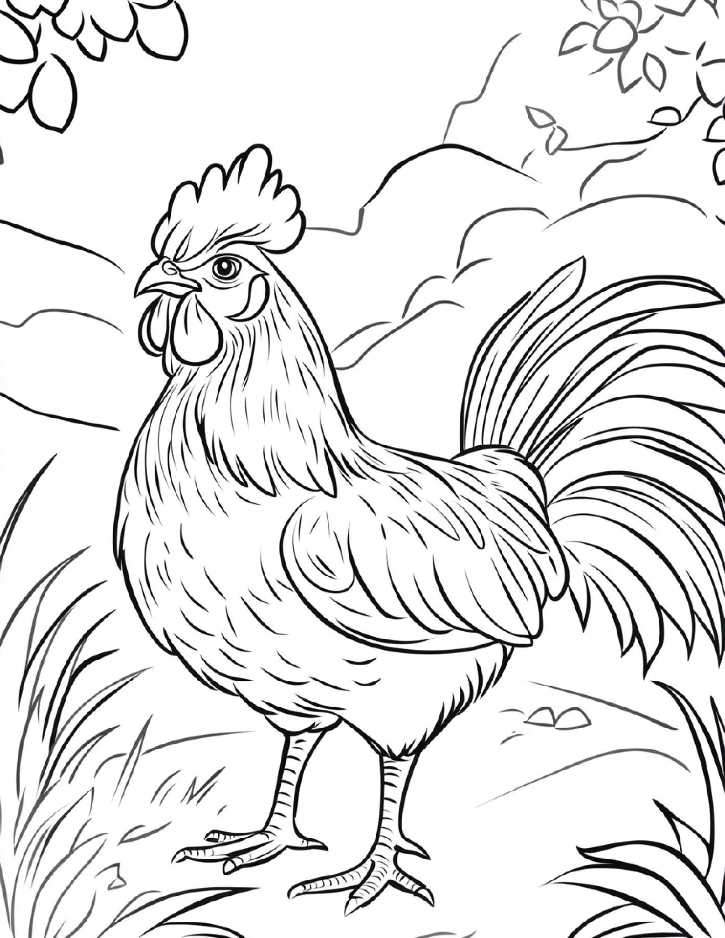 Roosters - #6-10 - Coloring Pages (5 Pages) - Etsy