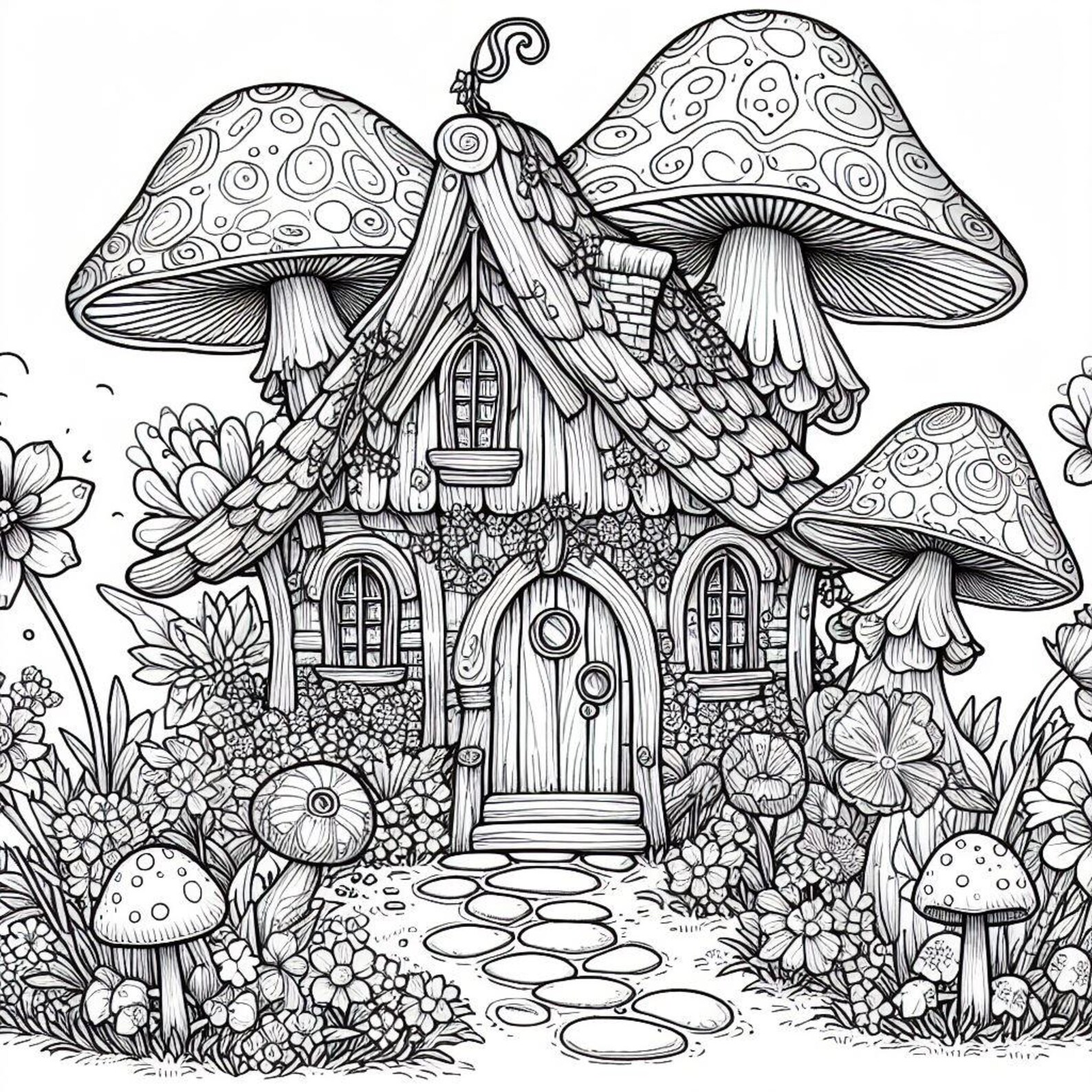 Mushrooms - 1 - #26-30 - Coloring Pages (5 Pages) - Etsy