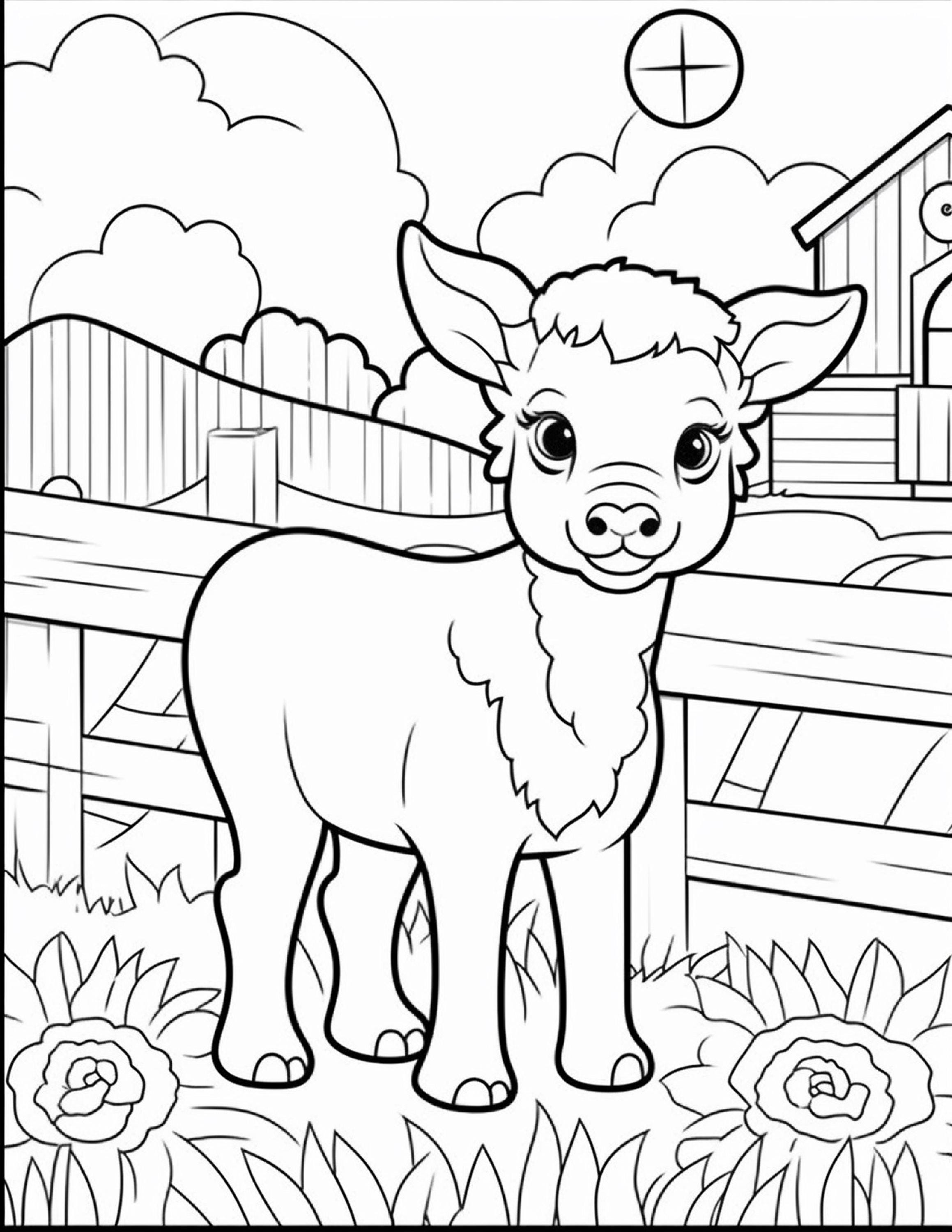 Cute Farm Animals - #81-85 - Coloring Pages (5 Pages) - Etsy