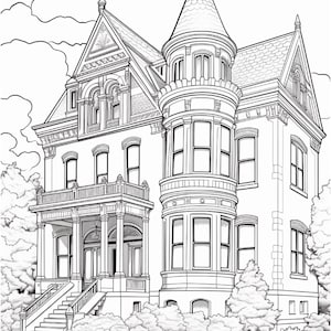 Victorian Houses - #21-25 - Coloring Pages (5 Pages) - Etsy