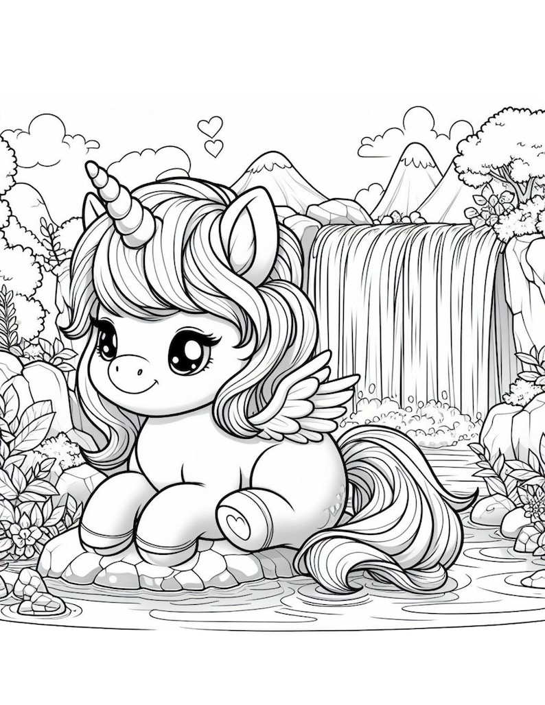 Adorable Baby Unicorns - #1-5 - Coloring Pages (5 Pages) - Etsy