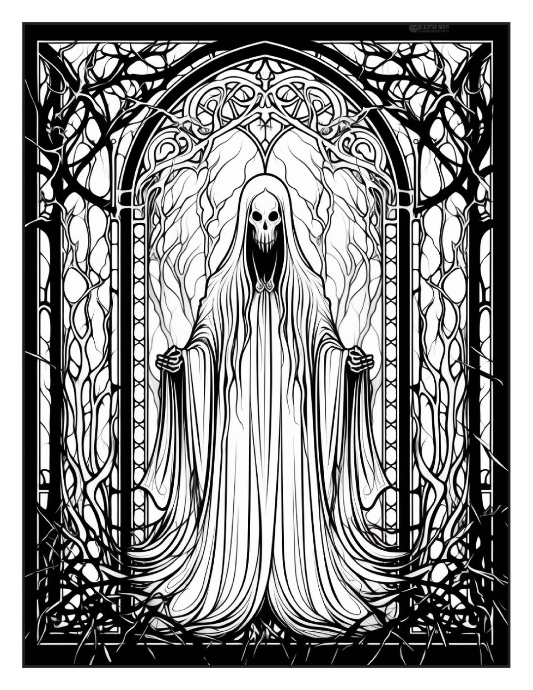 Stained Glass Halloween - #1-5 - Coloring Pages (5 Pages) - Etsy