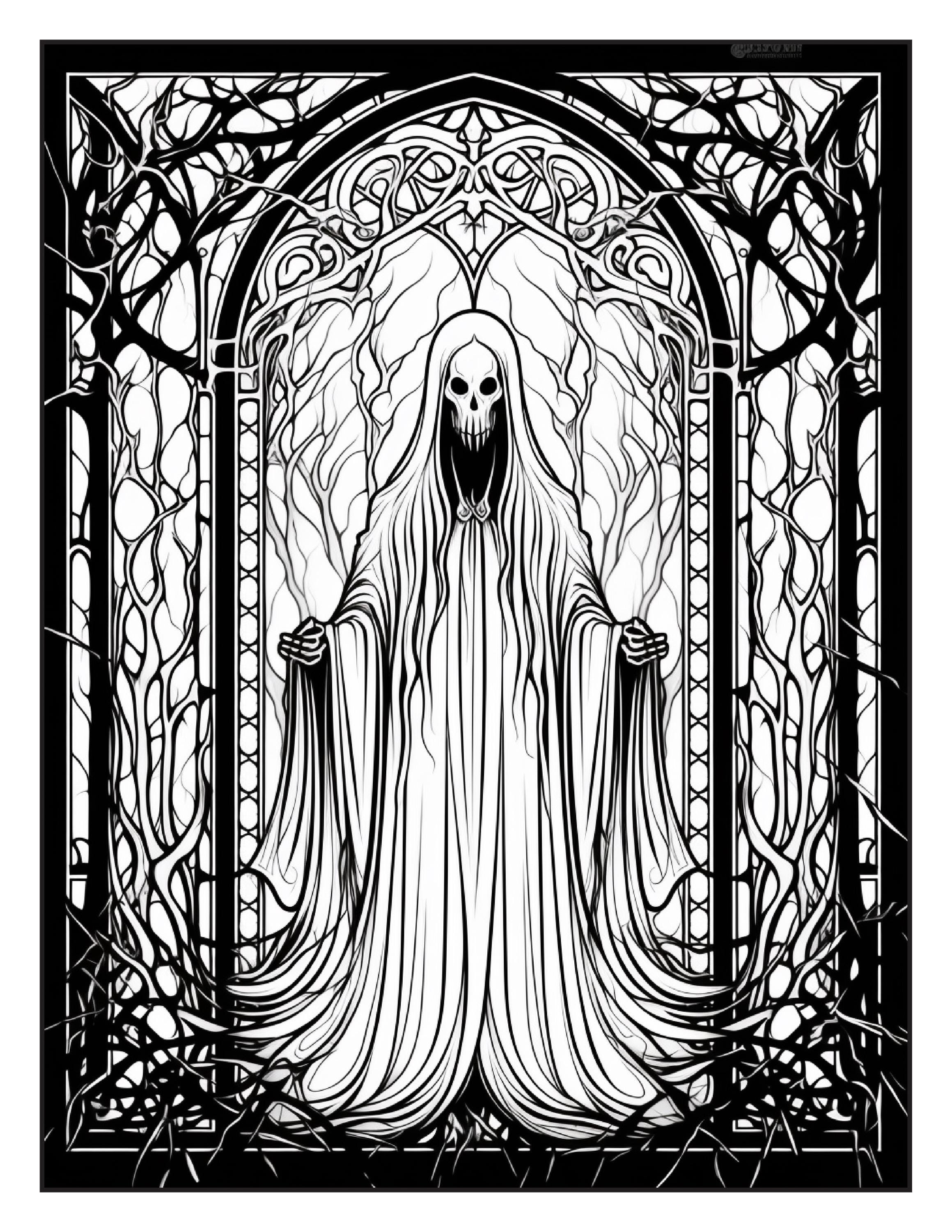 Stained Glass Halloween - #1-5 - Coloring Pages (5 Pages) - Etsy