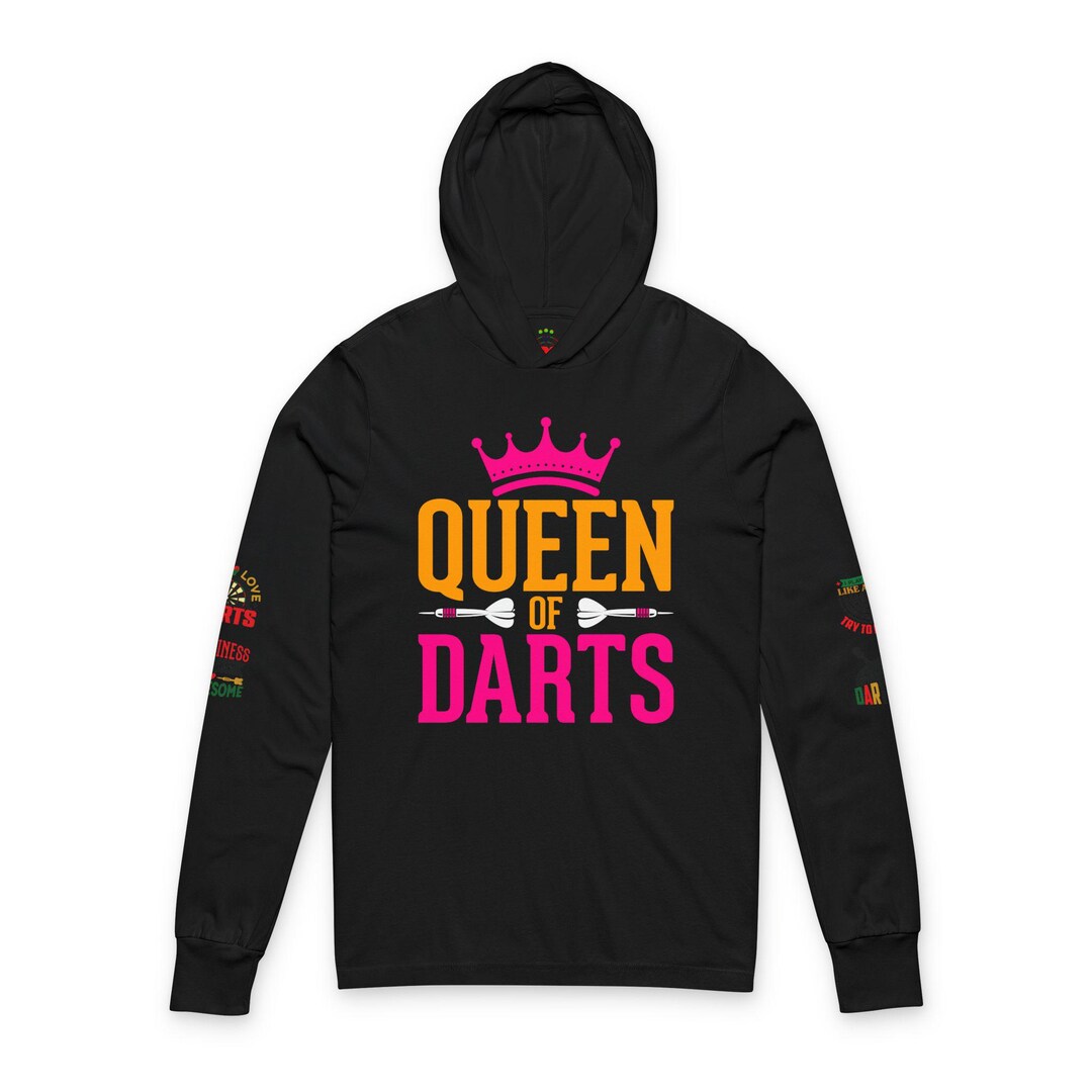 Queen of Darts Hoodie | Darts Player Flag Back Long Sleeve - Etsy