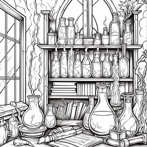 Magical Potions & Spells - #1-5 - Coloring Pages (5 Pages) - Etsy