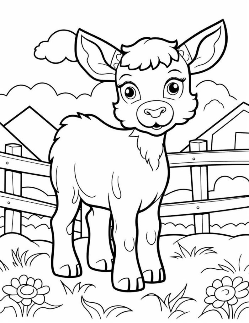 Cute Farm Animals - #66-70 - Coloring Pages (5 Pages) - Etsy
