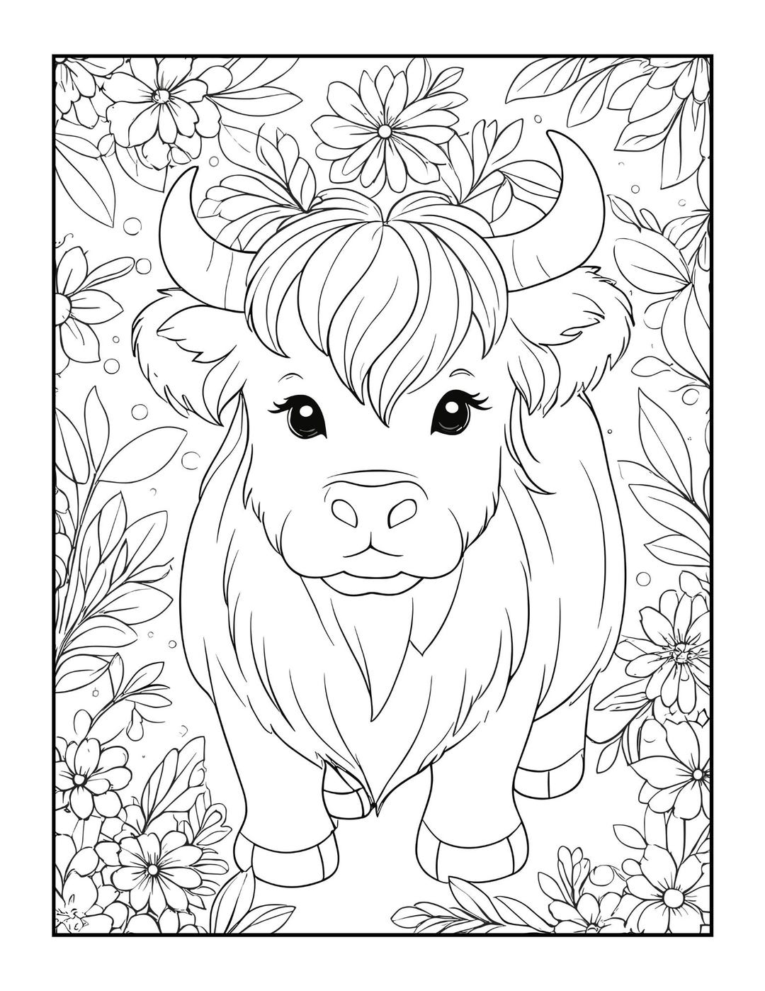 Scottish Highlands Cows - #6-10 - Coloring Pages (5 Pages) - Etsy