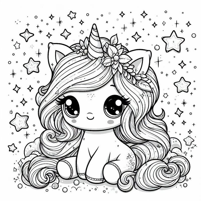 Unicorn Coloring Print - Etsy