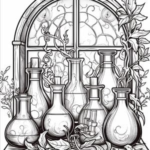 Magical Potions & Spells - #6-10 - Coloring Pages (5 Pages) - Etsy