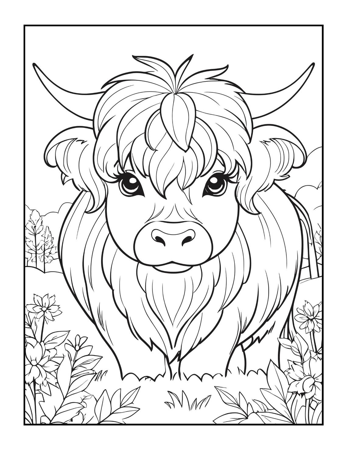 Scottish Highlands Cows 21-25 Coloring Pages 5 Pages - Etsy