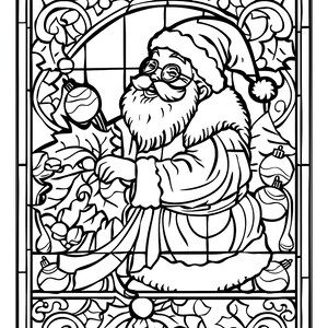 Stained Glass - Santa Claus - #21-25 - Coloring Pages (5 Pages) - Etsy