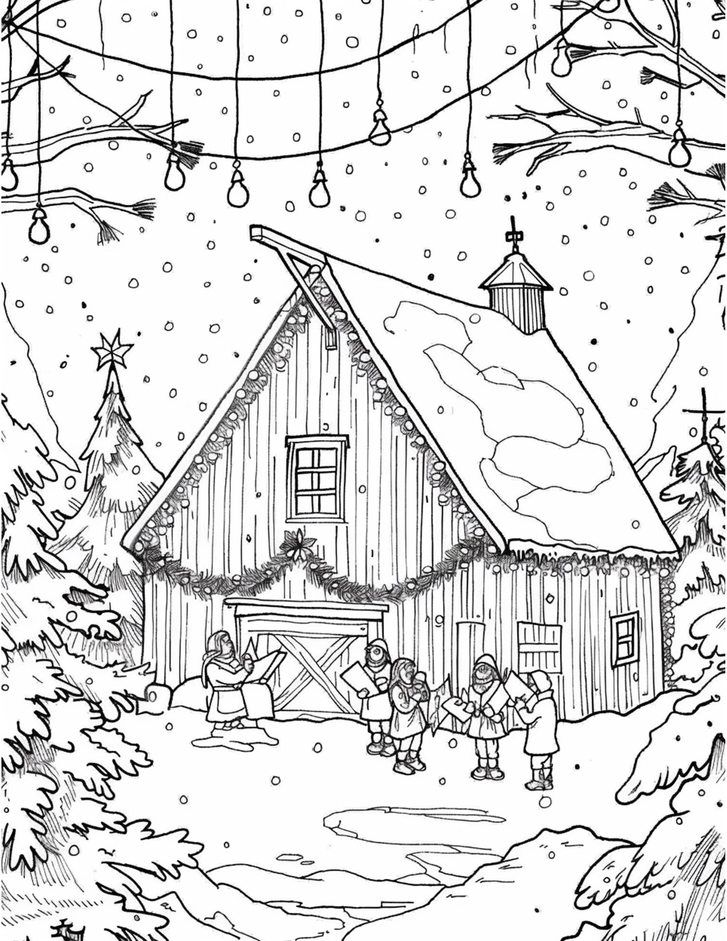 Country Christmas - #1-5 - Coloring Pages (5 Pages) - Etsy