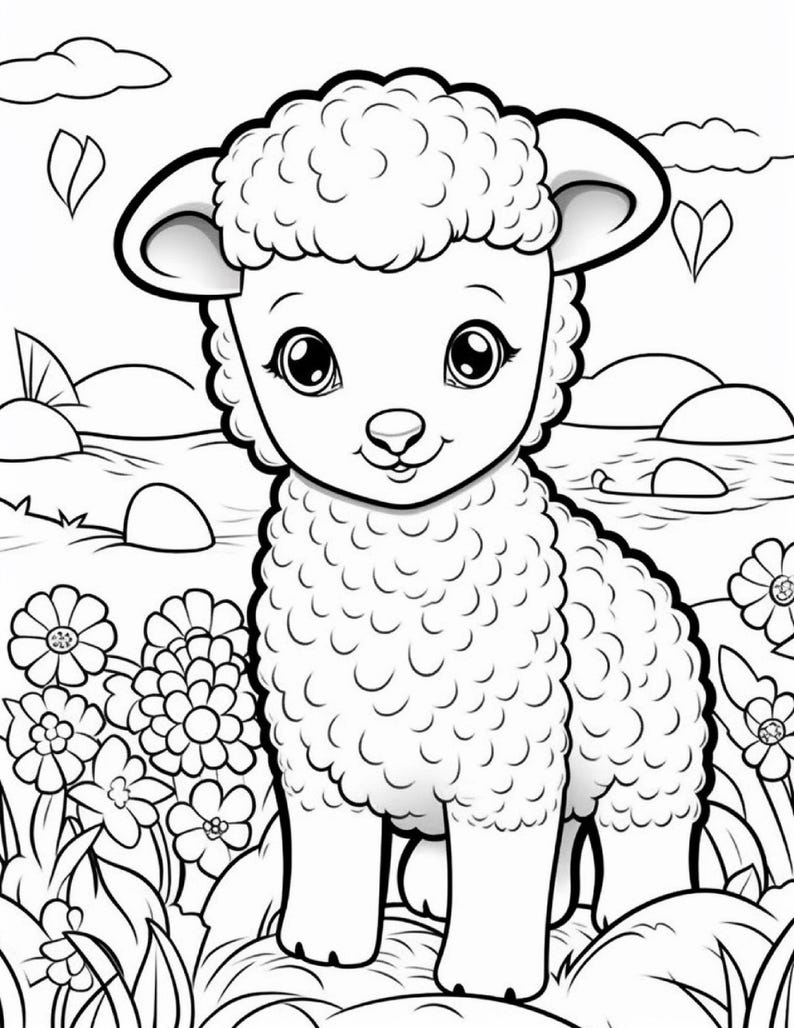 Cute Farm Animals - #66-70 - Coloring Pages (5 Pages) - Etsy