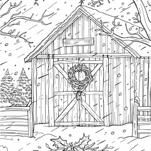 Country Christmas - #1-5 - Coloring Pages (5 Pages) - Etsy