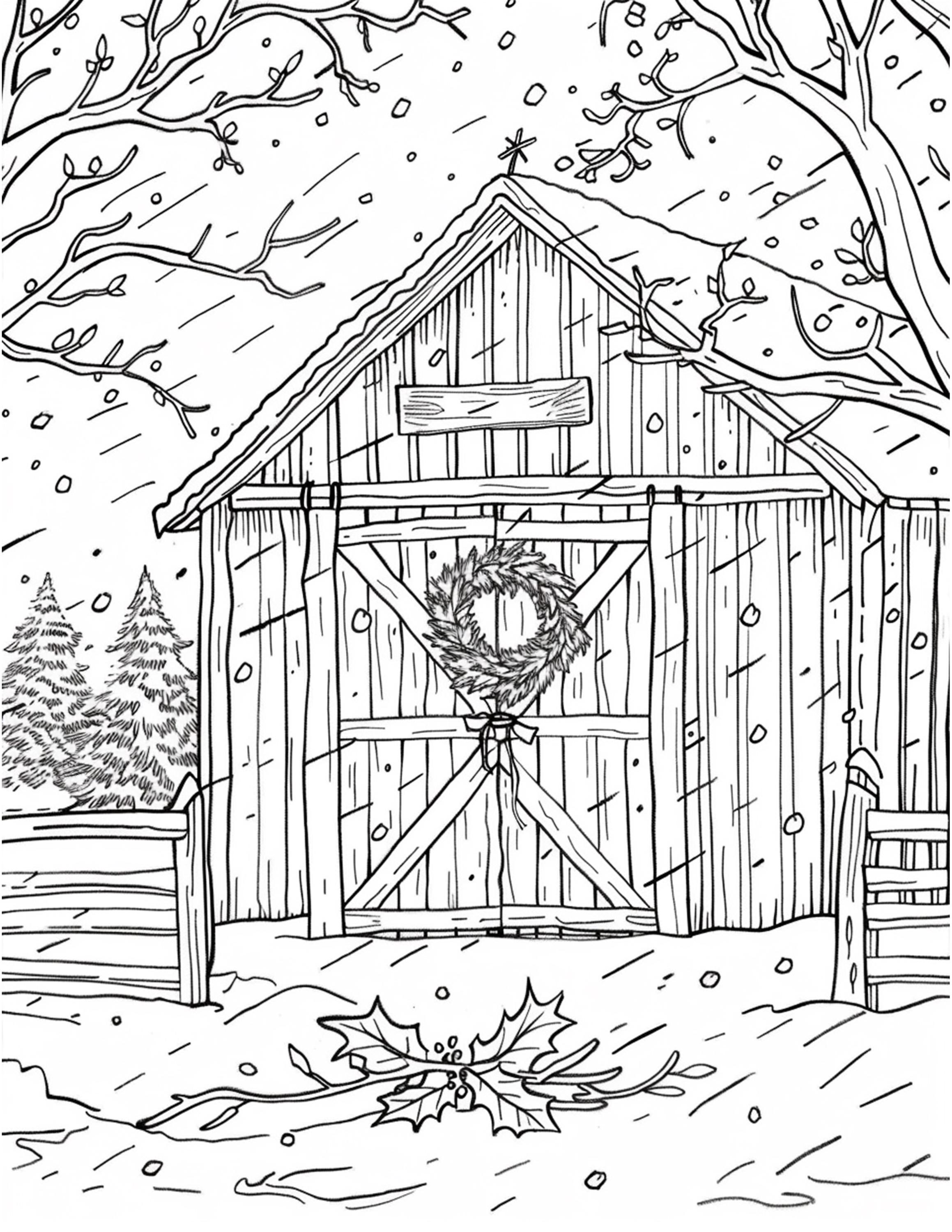 Country Christmas - #1-5 - Coloring Pages (5 Pages) - Etsy