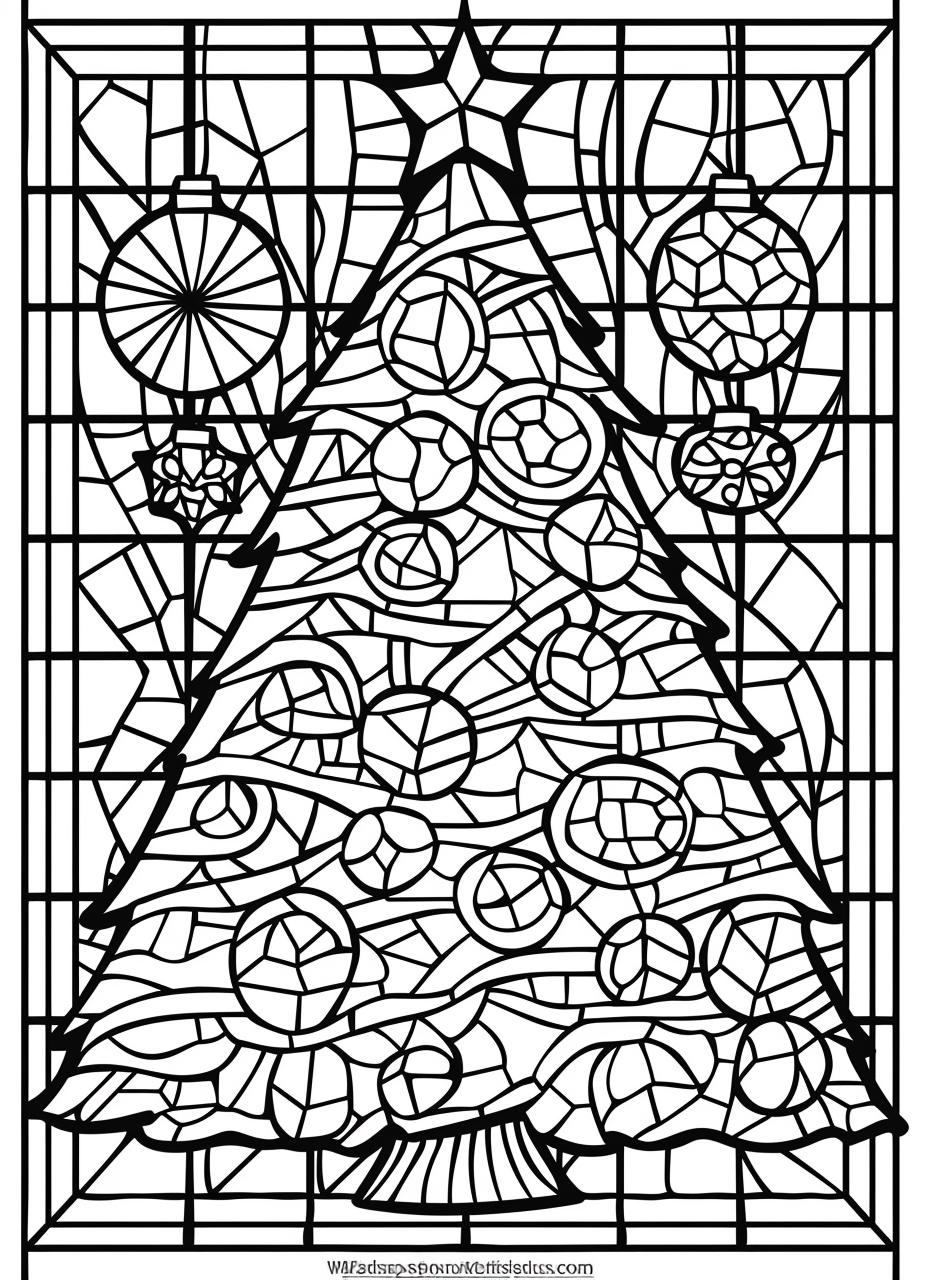 Stained Glass Christmas Tree - #6-10 - Coloring Pages (5 Pages) - Etsy