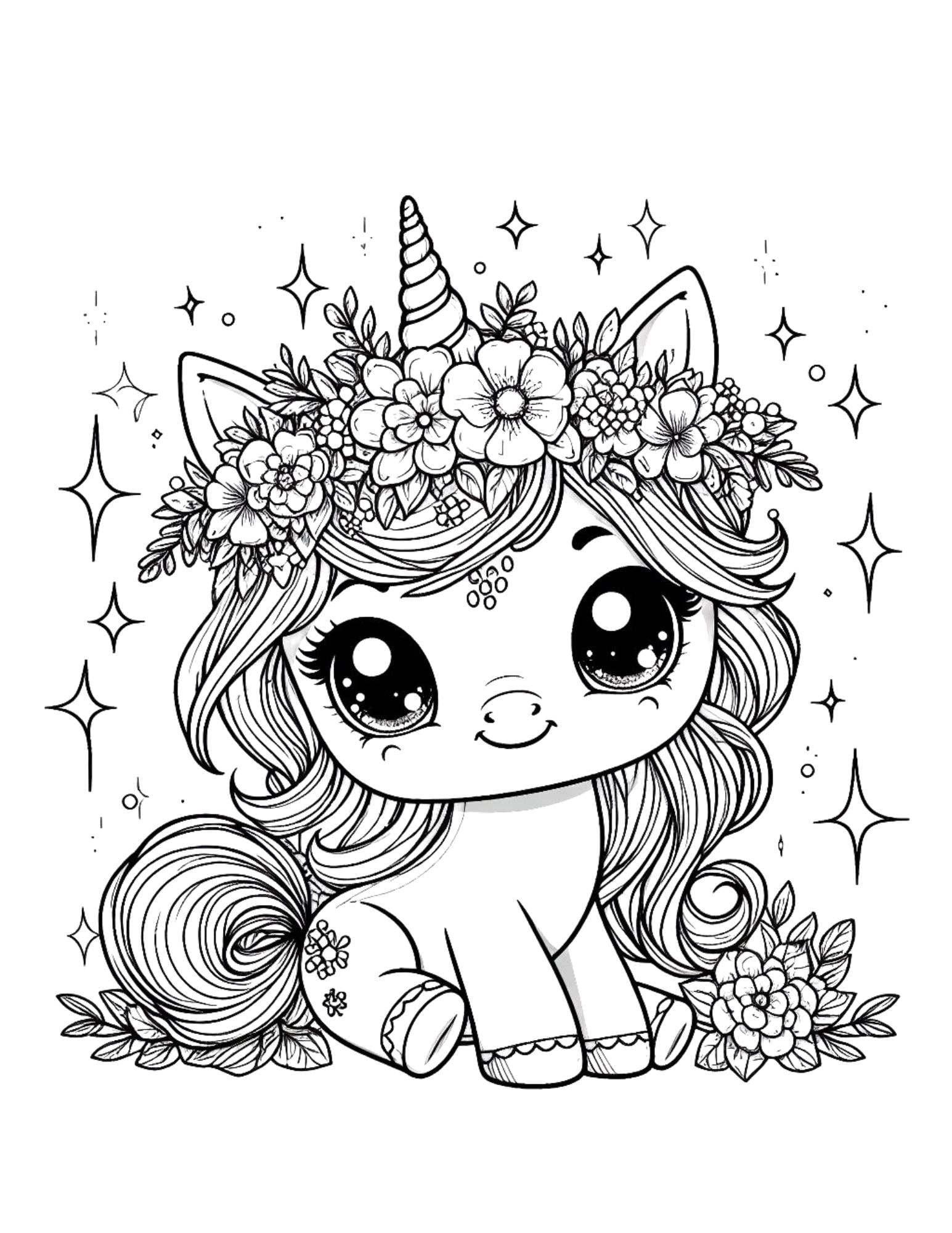Adorable Baby Unicorns - #51-55 - Coloring Pages (5 Pages) - Etsy