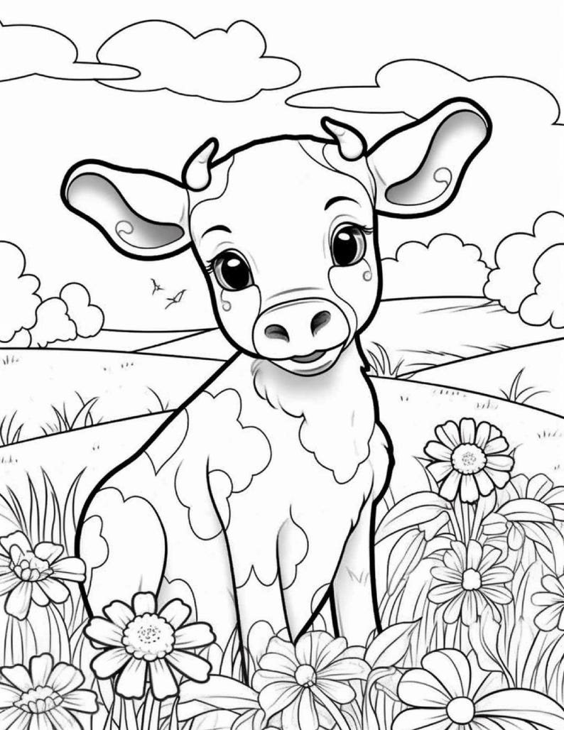 Cute Farm Animals - #71-75 - Coloring Pages (5 Pages) - Etsy