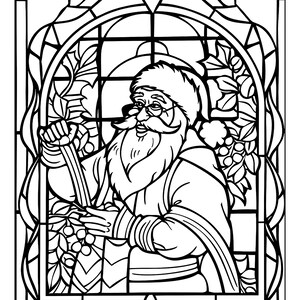 Stained Glass - Santa Claus - #1-5 - Coloring Pages (5 Pages) - Etsy
