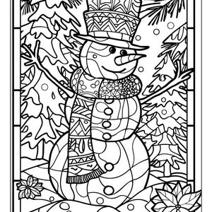 Stained Glass - Snowman - #31-35 - Coloring Pages (5 Pages) - Etsy