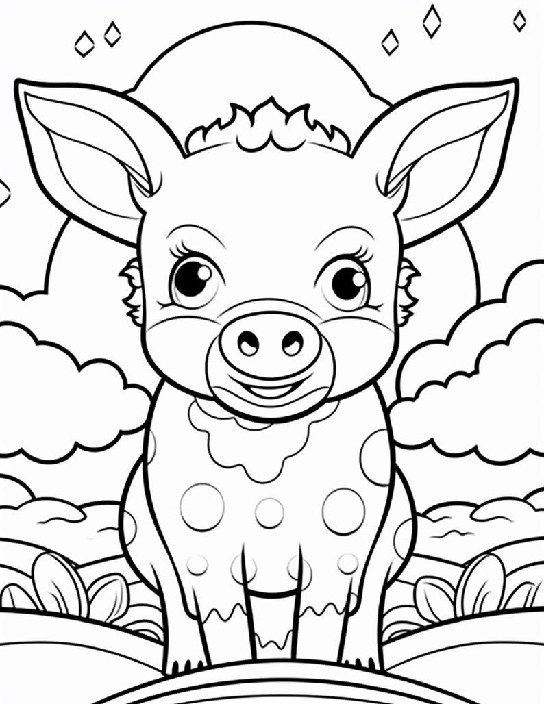 Cute Farm Animals - #56-60 - Coloring Pages (5 Pages) - Etsy