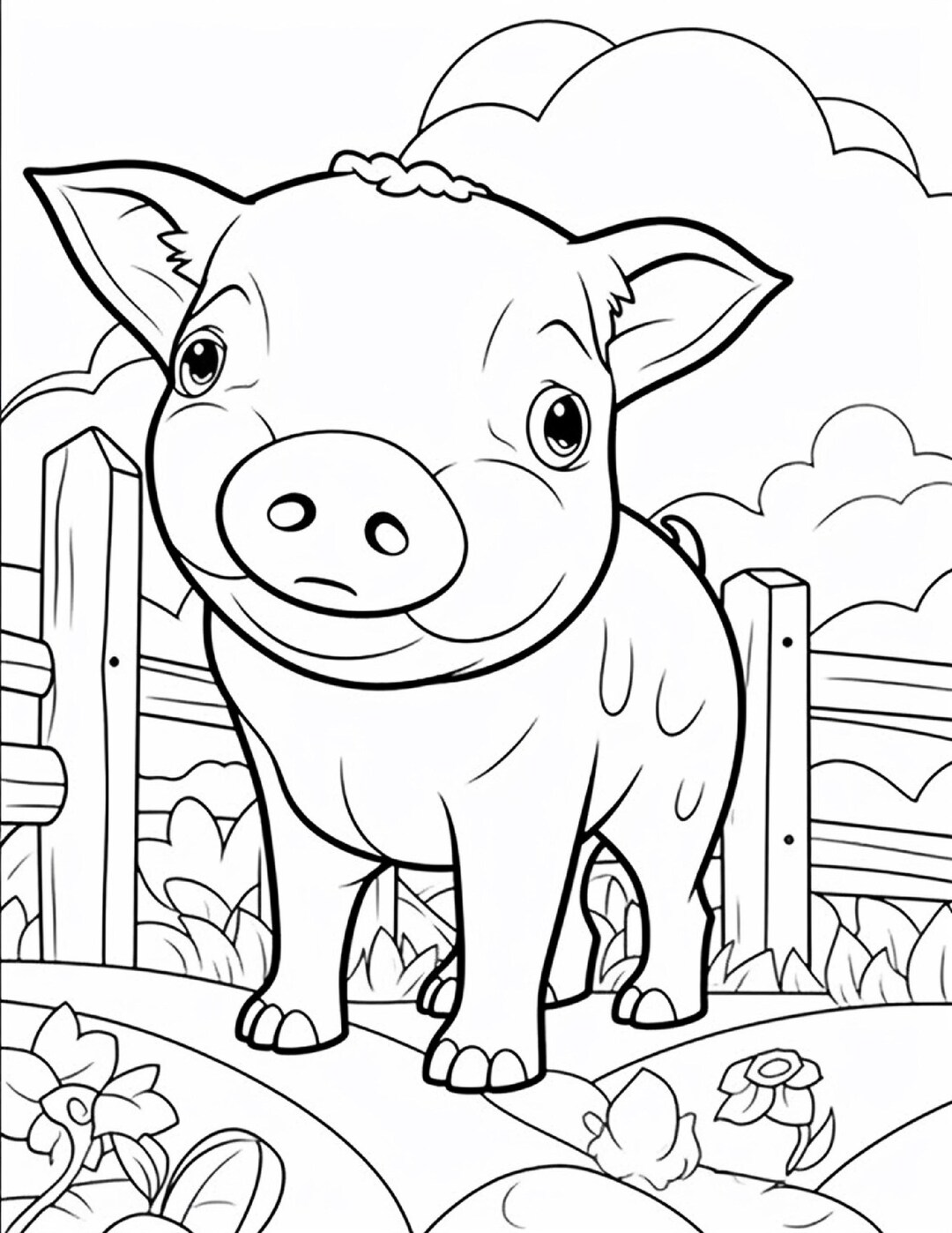 Cute Farm Animals 36-40 Coloring Pages 5 Pages - Etsy