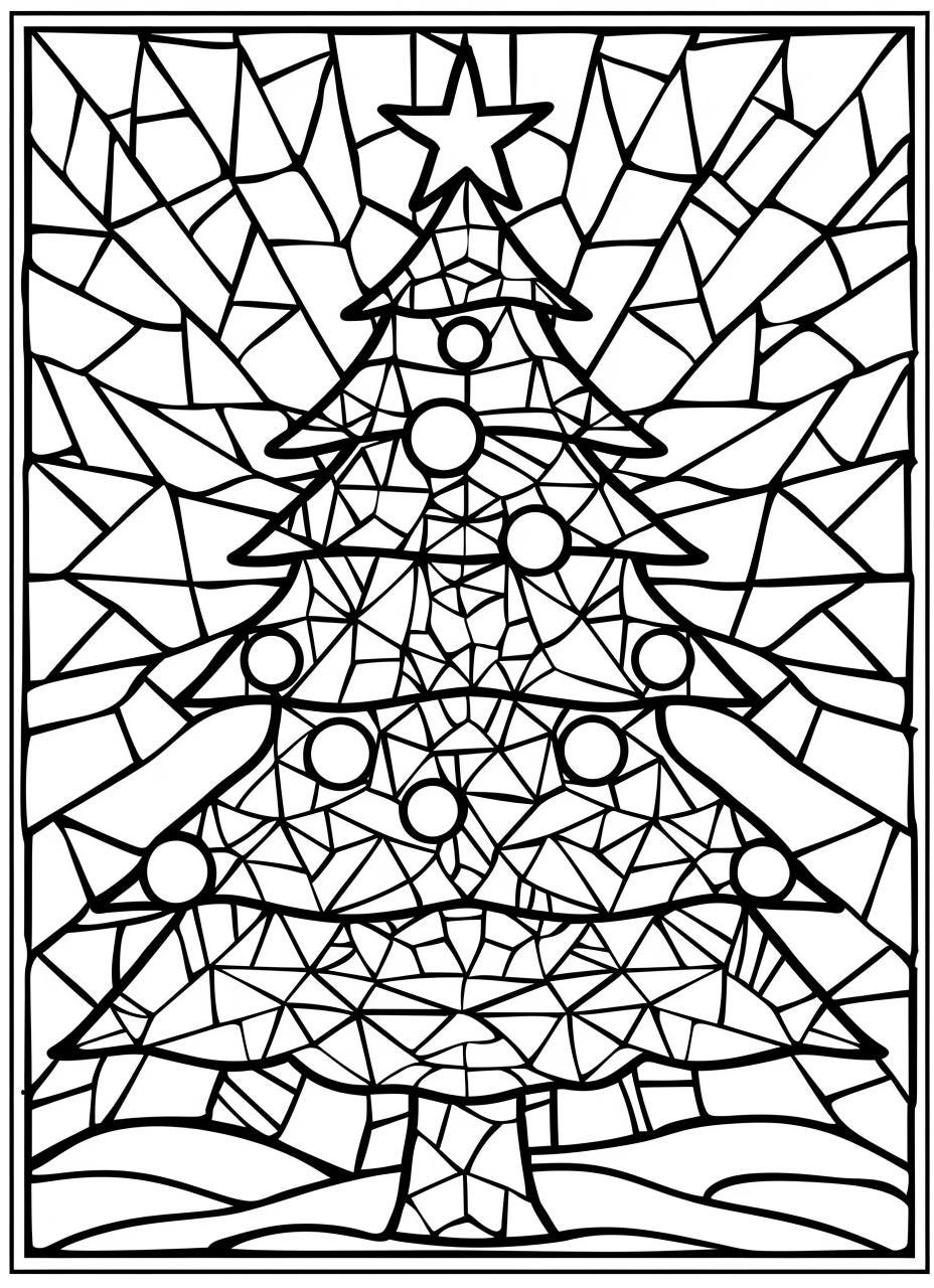 Stained Glass Christmas Tree - #21-25 - Coloring Pages (5 Pages) - Etsy