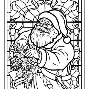 Stained Glass - Santa Claus - #21-25 - Coloring Pages (5 Pages) - Etsy