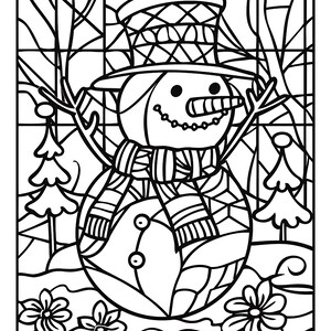 Stained Glass - Snowman - #1-5 - Coloring Pages (5 Pages) - Etsy